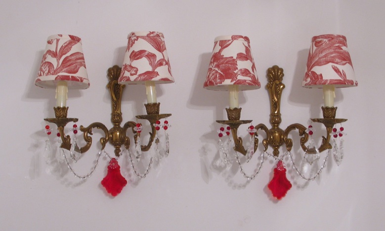 Bronze Ruby Glass Sconces